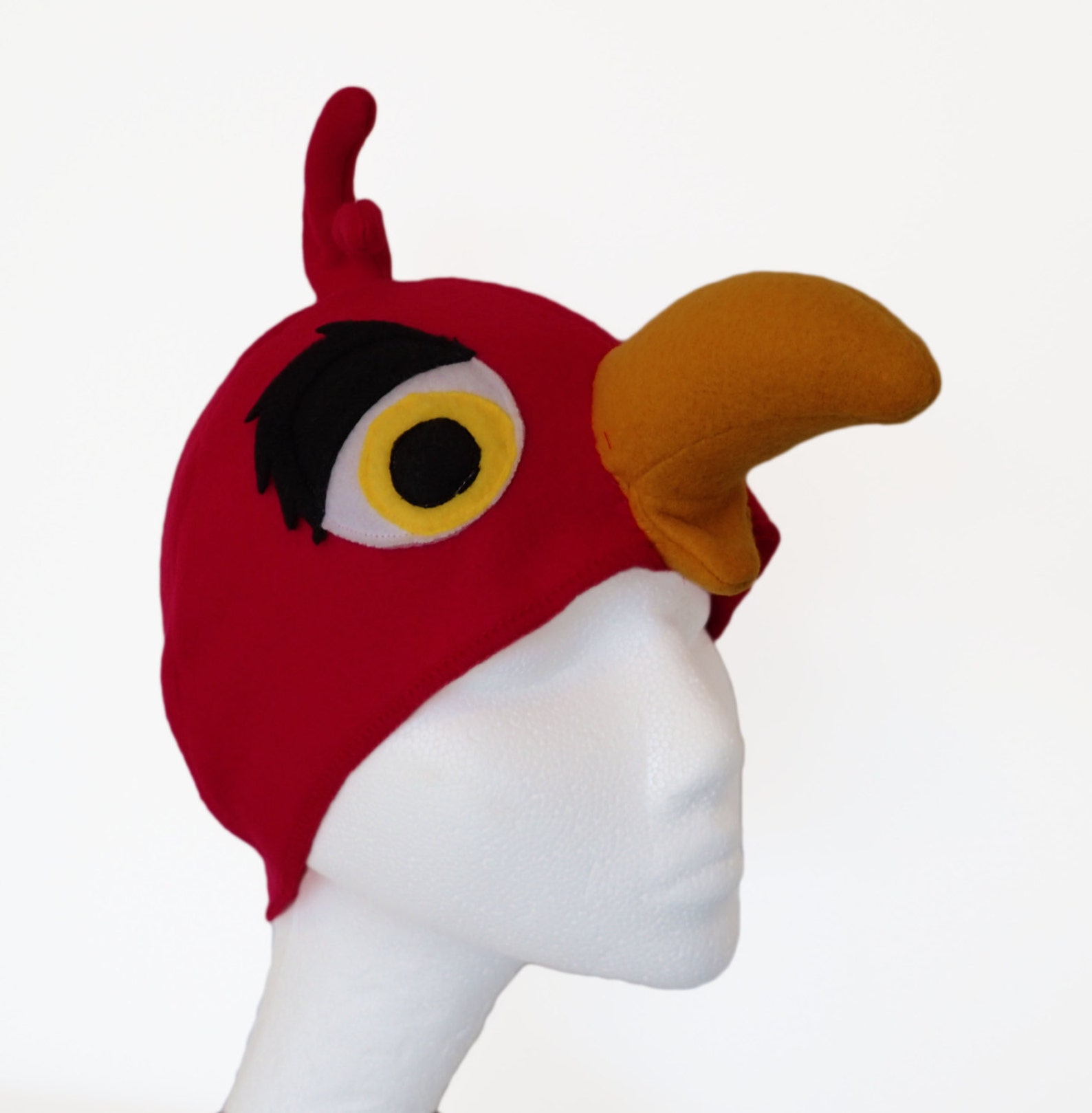 Red Parrot Hat. Bushy Eyebrows Bird Fleece Four Sizes. - Etsy