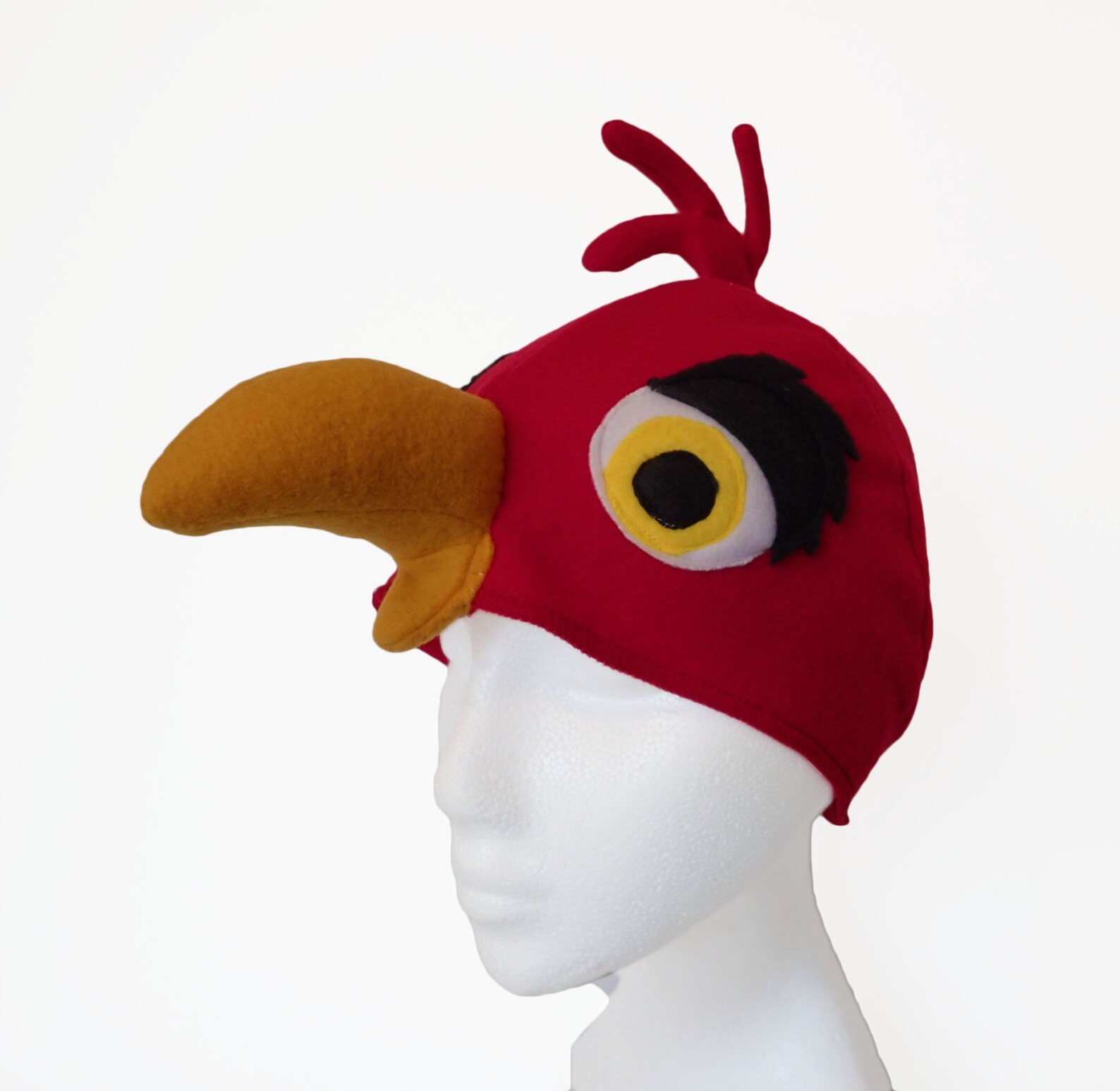 Red Parrot Hat. Bushy Eyebrows Bird Fleece Four Sizes. - Etsy