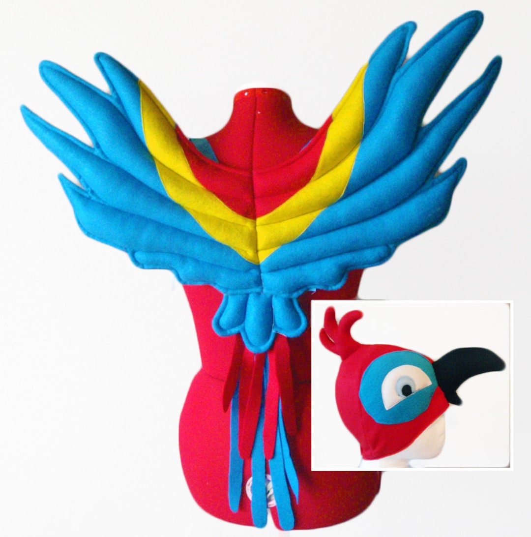 Red Parrot Costume Set, Macaw Wings & Hat. Felt, No Wire. Original ...