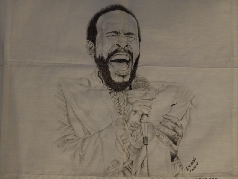 Marvin Gaye Ink Pen and Pencil Drawing on Clothe, Mimicksdesign, by Lamonte M. Battles - Etsy