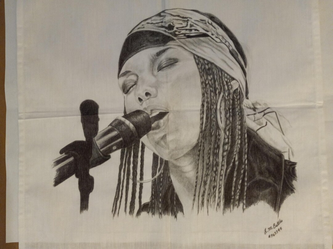 Alicia Keys Pencil and Ink Pen Drawing on Clothe, Mimicksdesign, by ...