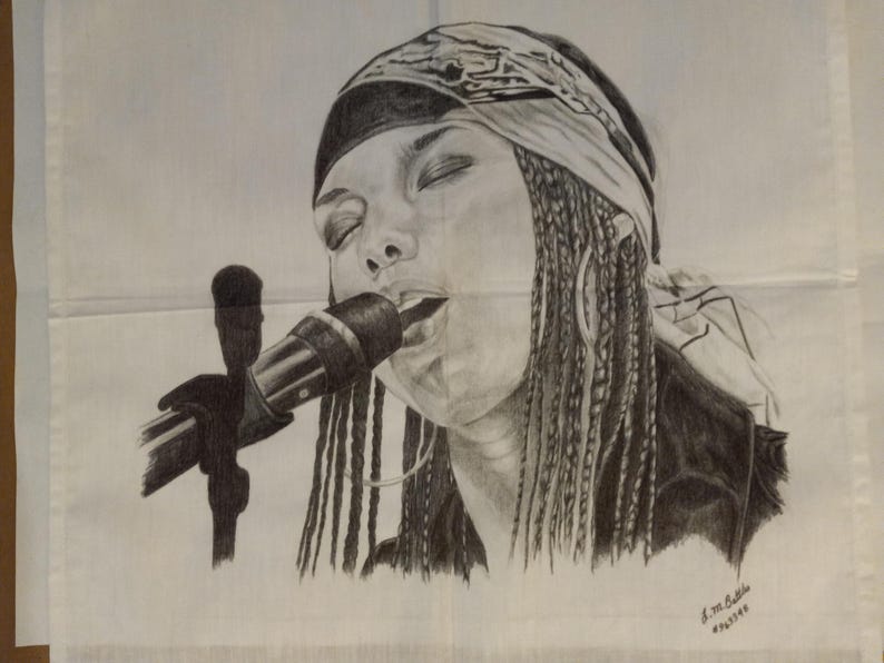 Alicia Keys Pencil and Ink Pen Drawing on Clothe, Mimicksdesign, by ...