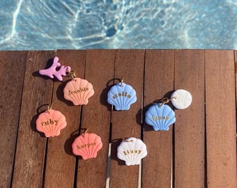Sea Shell Shaped Name Tags for Pets, Polymer Clay Tag, Silent ID Tag ...