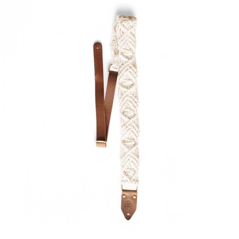 Macrame Woven Guitar Strap - Leather Ends - Etsy