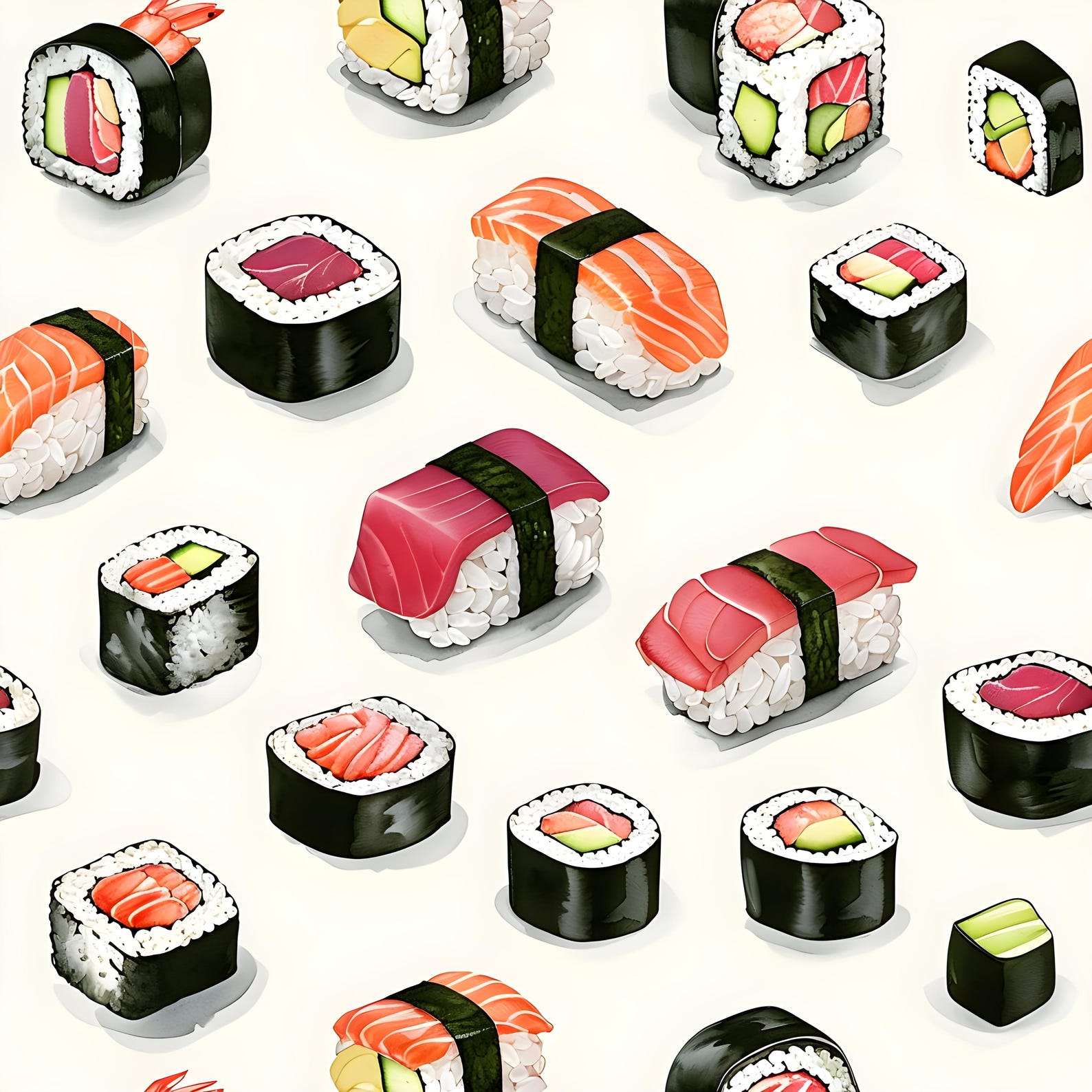 Sushi and Sashimi Gift Wrap, Japanese Sushi Sashimi Fun Gift Wrapping ...