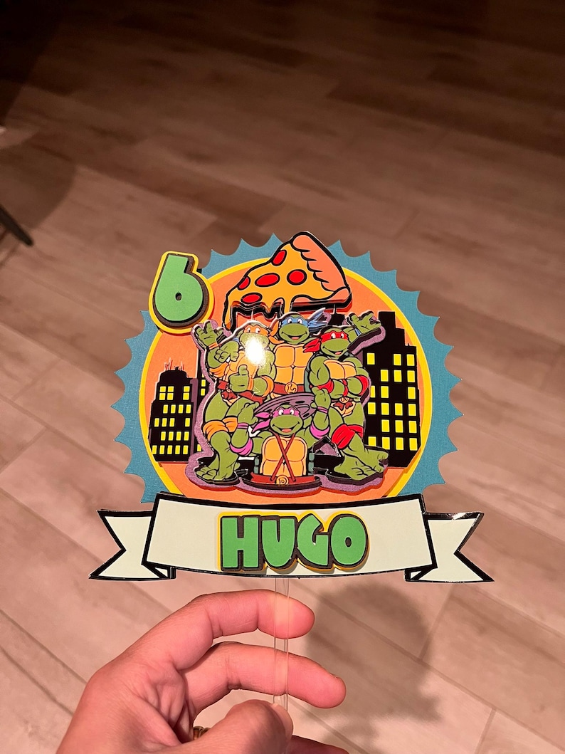 Personalized Ninja Turtle Cake Topper | TMNT Birthday Party Decoration ...