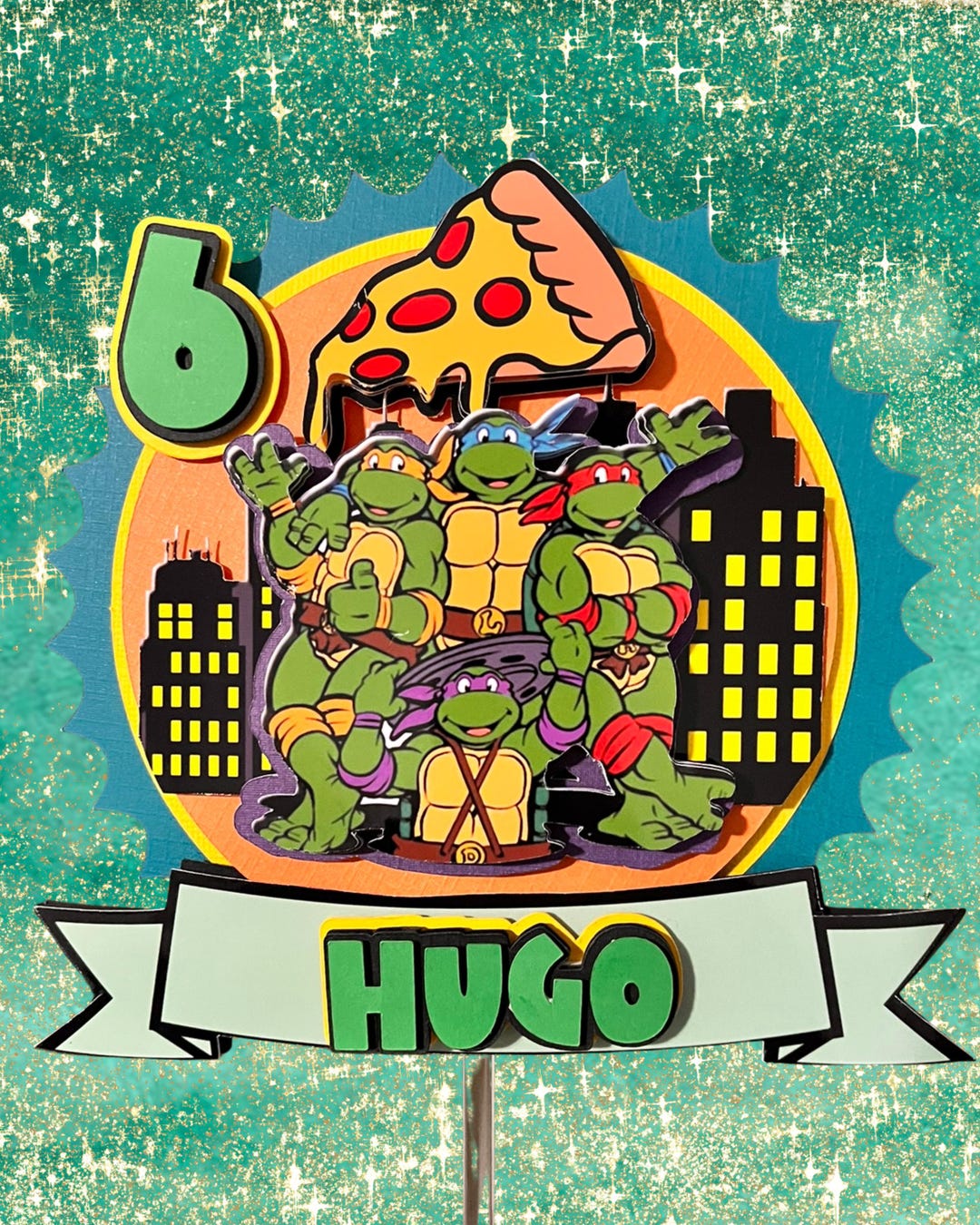 Personalized Ninja Turtle Cake Topper | TMNT Birthday Party Decoration ...