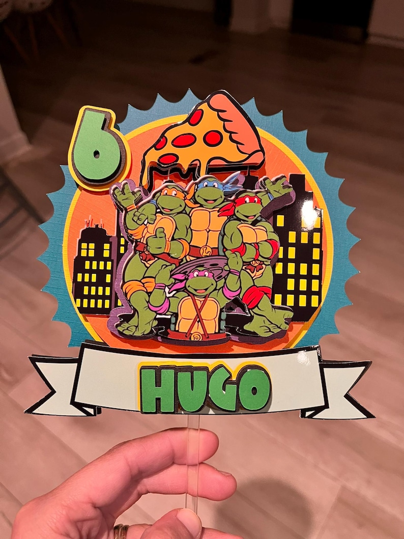 Personalized Ninja Turtle Cake Topper | TMNT Birthday Party Decoration ...