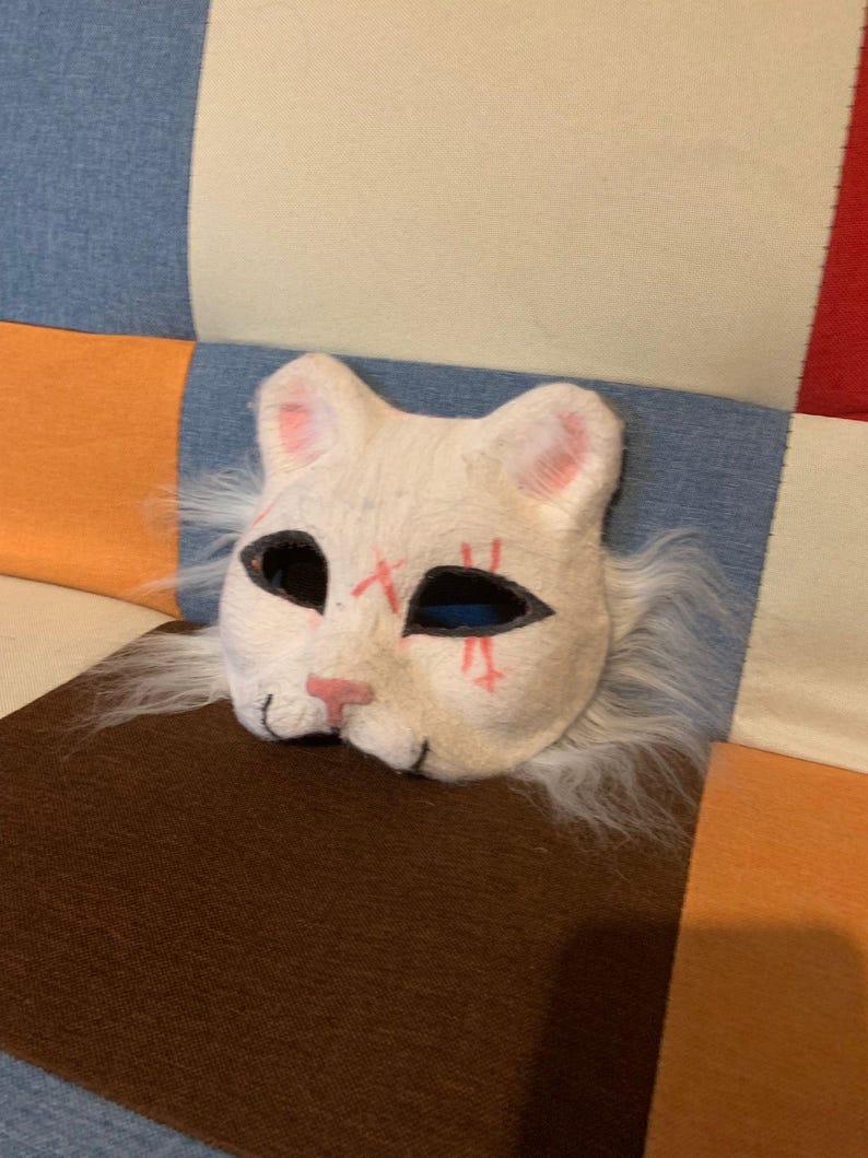 Handmade Therian White Cat Mask. Would Make a Great Christmas Present ...
