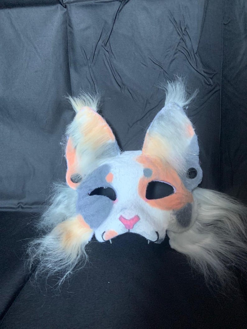Handmade Therian Calico Cat Mask With Removable Earrings - Etsy UK
