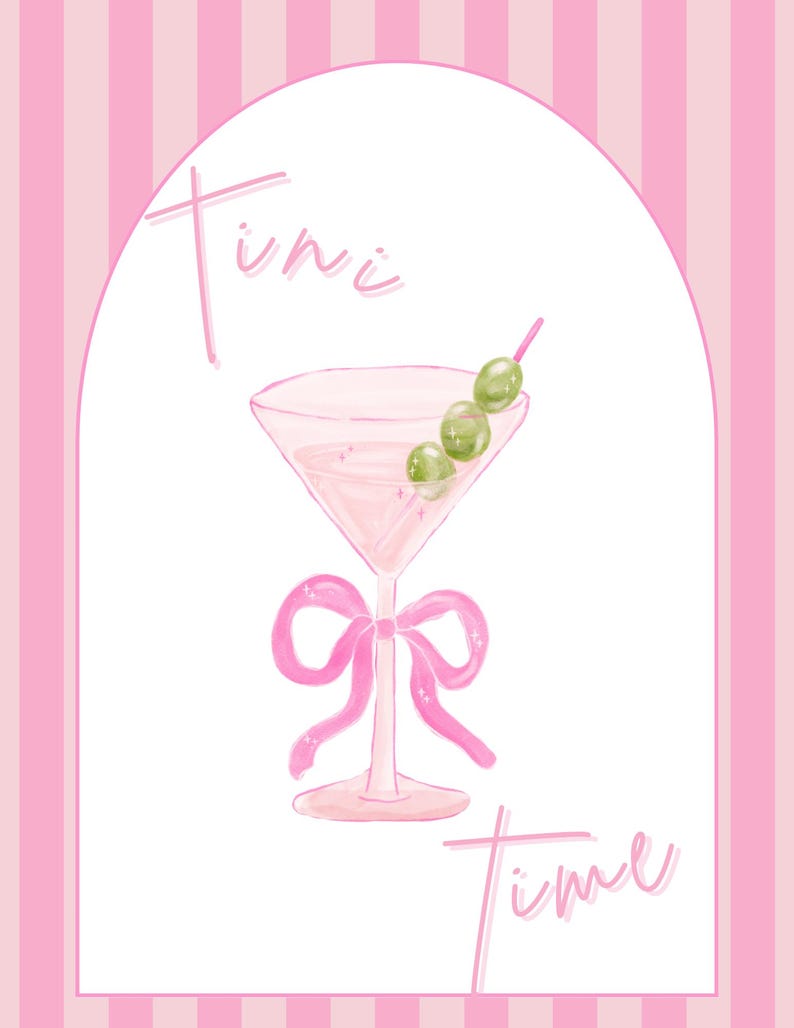 Tini Time Printable Wall Art – Pink Martini Illustration - Etsy