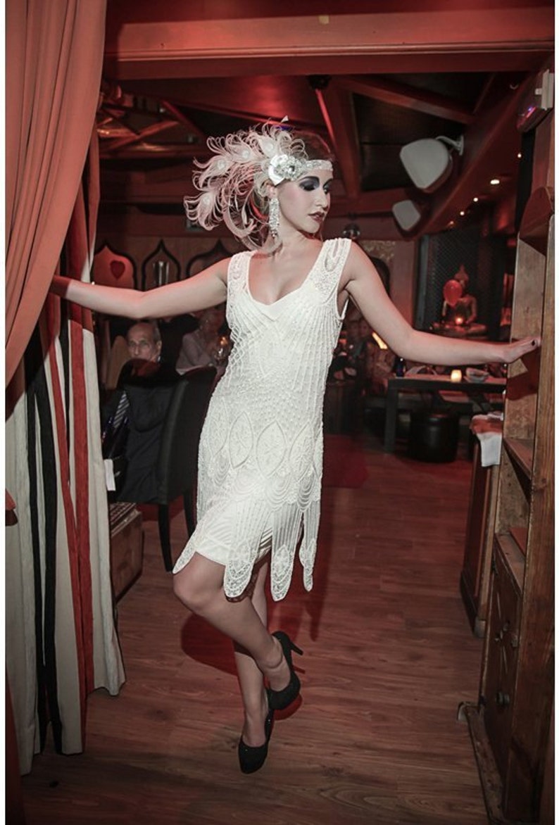 1920's Beaded Vintage Flapper, Deco Dress, the Great Gatsby, Wedding ...