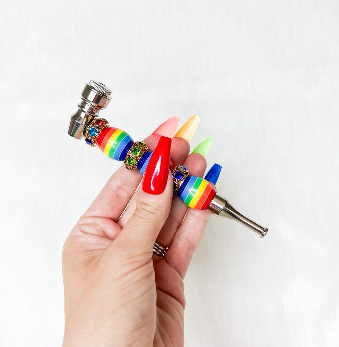 Rainbow Metal Hand Pipe | Unique Pipe | Handmade Pipe | Cool Pipe ...