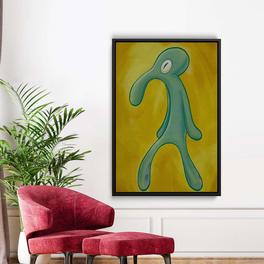 Squidward Painting Print, Abstract Wall Art, Squidward Canvas Poster ...