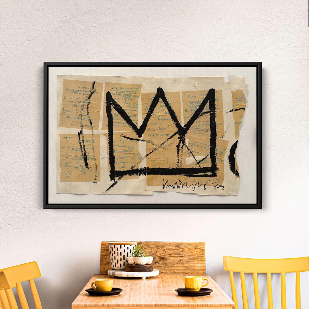 Crown Graffiti Wall Art | Basquiat Inspired Abstract Canvas | Modern ...