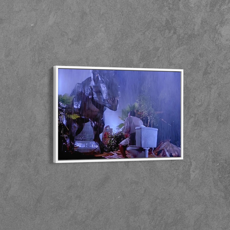 Jurassic Park Toilet Scene Print , Tyrannosaurus Rex , Funny Bathroom ...