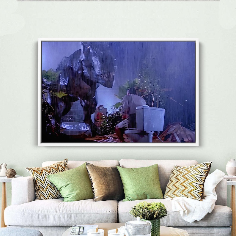 Jurassic Park Toilet Scene Print , Tyrannosaurus Rex , Funny Bathroom ...