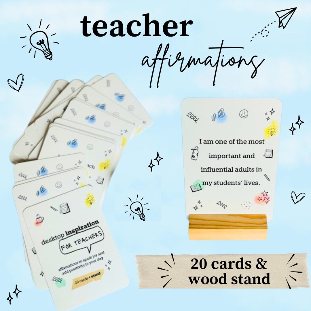 Positive Affirmation Cards for Teachers Motivation Teacher Gift Student ...