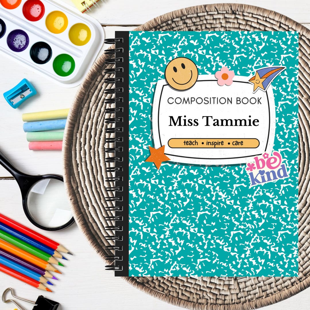 Custom Personalized Spiral Composition Notebook Journal Teacher Name ...