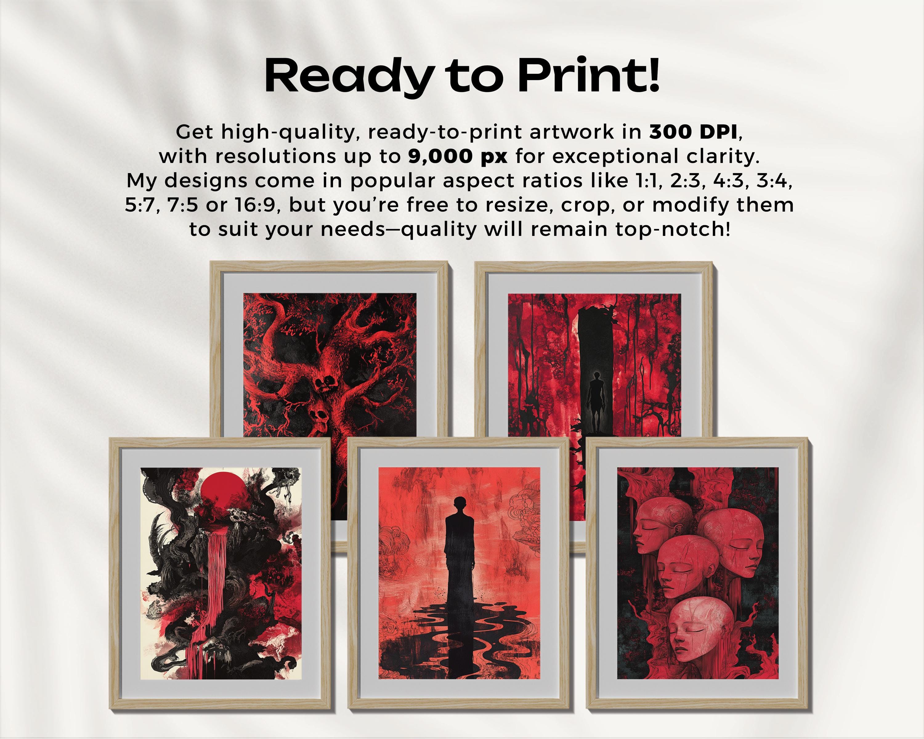 Traditional Japanese Horror Art Bundle- 40 Eerie Wall Art Digital ...