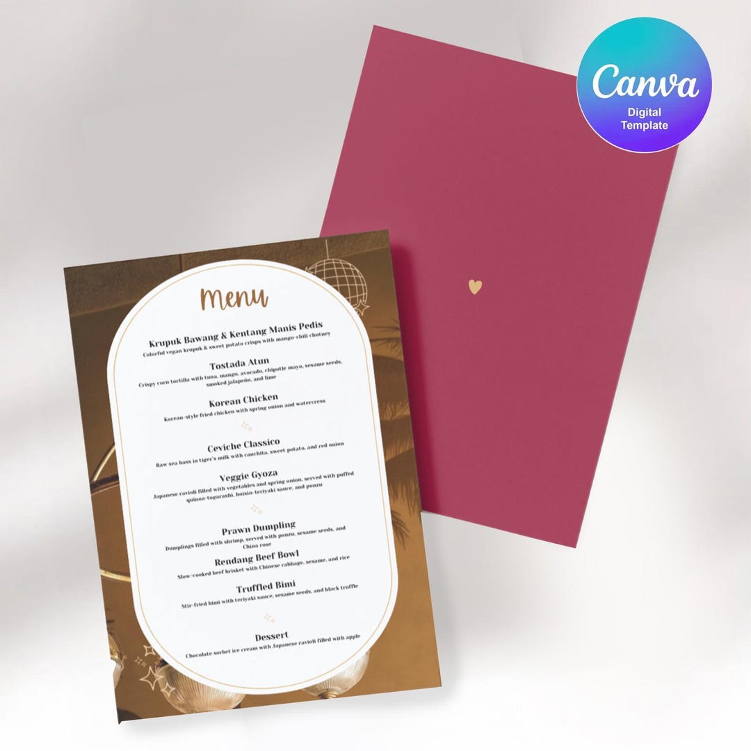 Editable Dinner Menu (canva Template) - Etsy