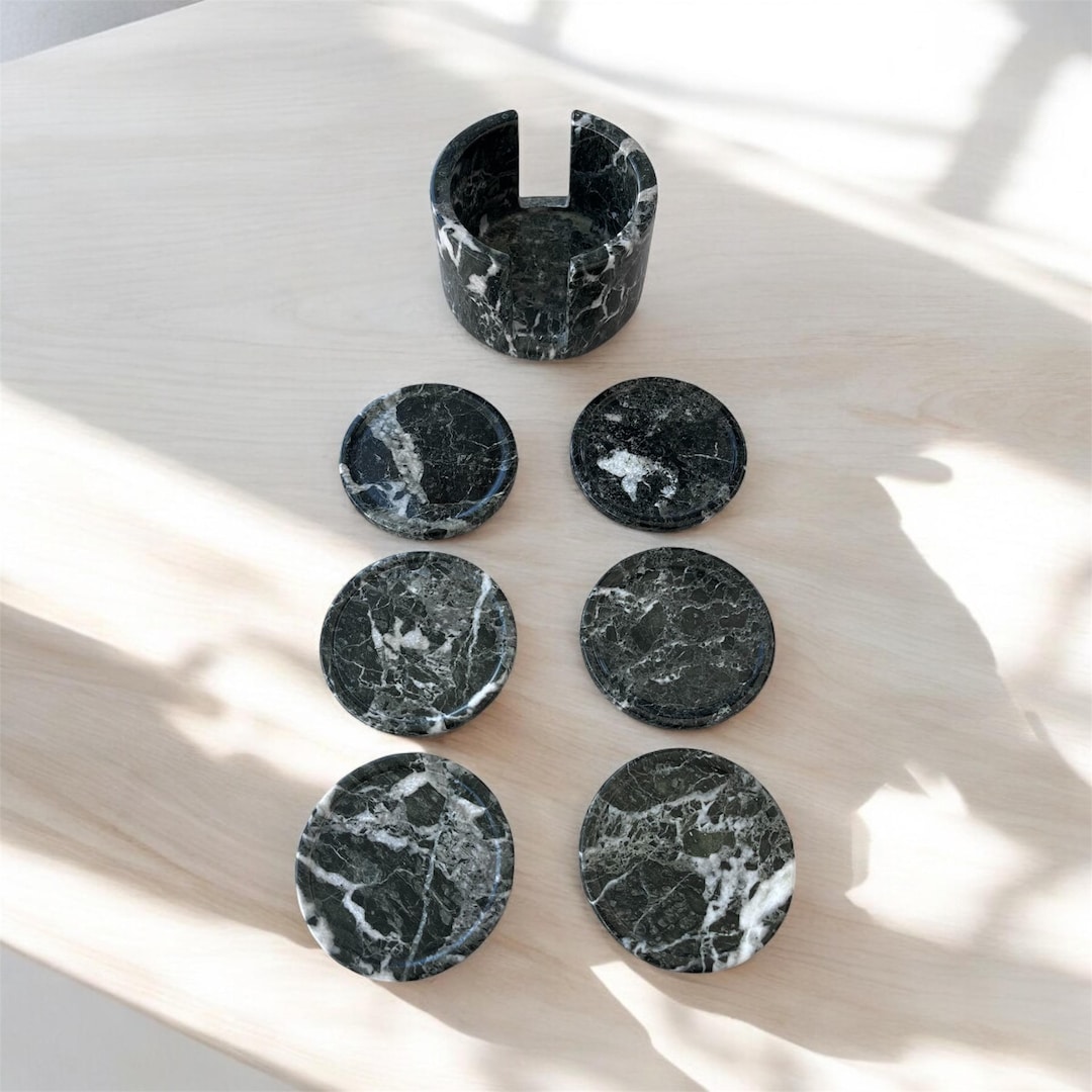 Natural Green Marble Coasters, Green Stone Coasters, Green Marble ...