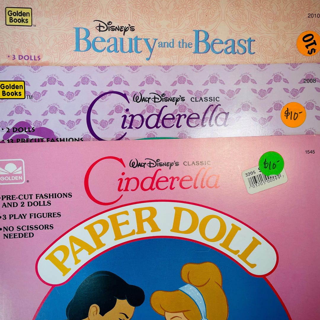 Vintage 1990s Paper Dolls Lot Cinderella, Anastasia, Hunchback, Beauty ...