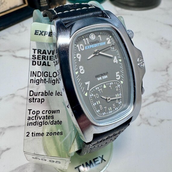 RARE Vintage Timex Expedition Indiglo Dual Zone Quart… - Gem
