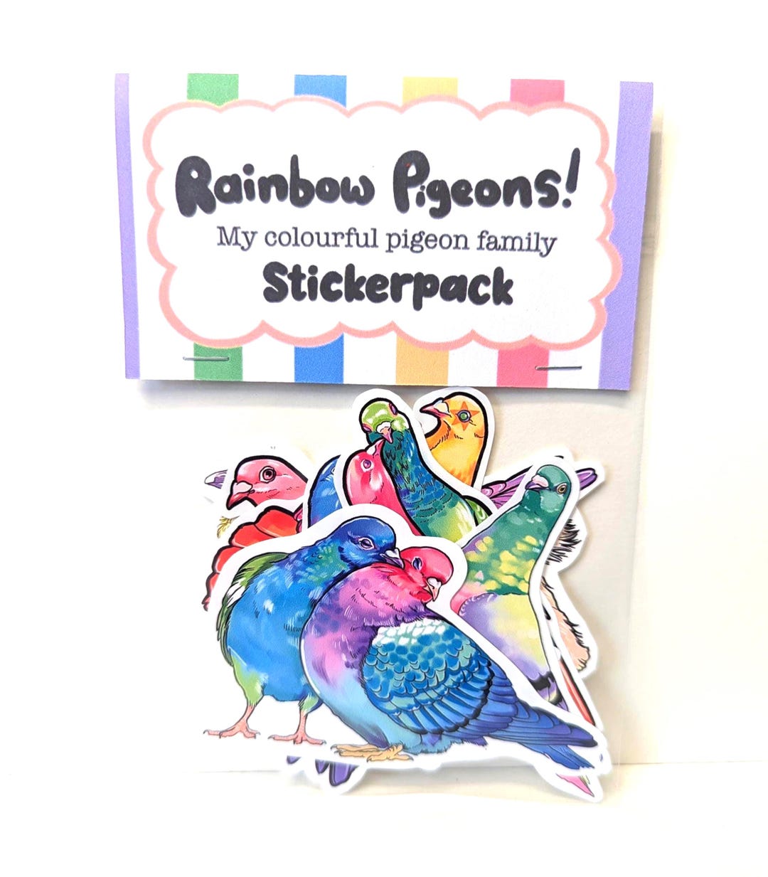 Rainbow Pigeon Sticker Set, Set of 9 Bird Stickers - Etsy