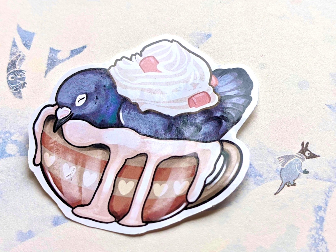 Hot Chocolate Pigeon Sticker, Bird Laptop Decal - Etsy