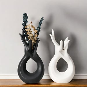 Modern Ceramic Sculpture Vase: Abstract Hand Design, Minimalist Decor ...