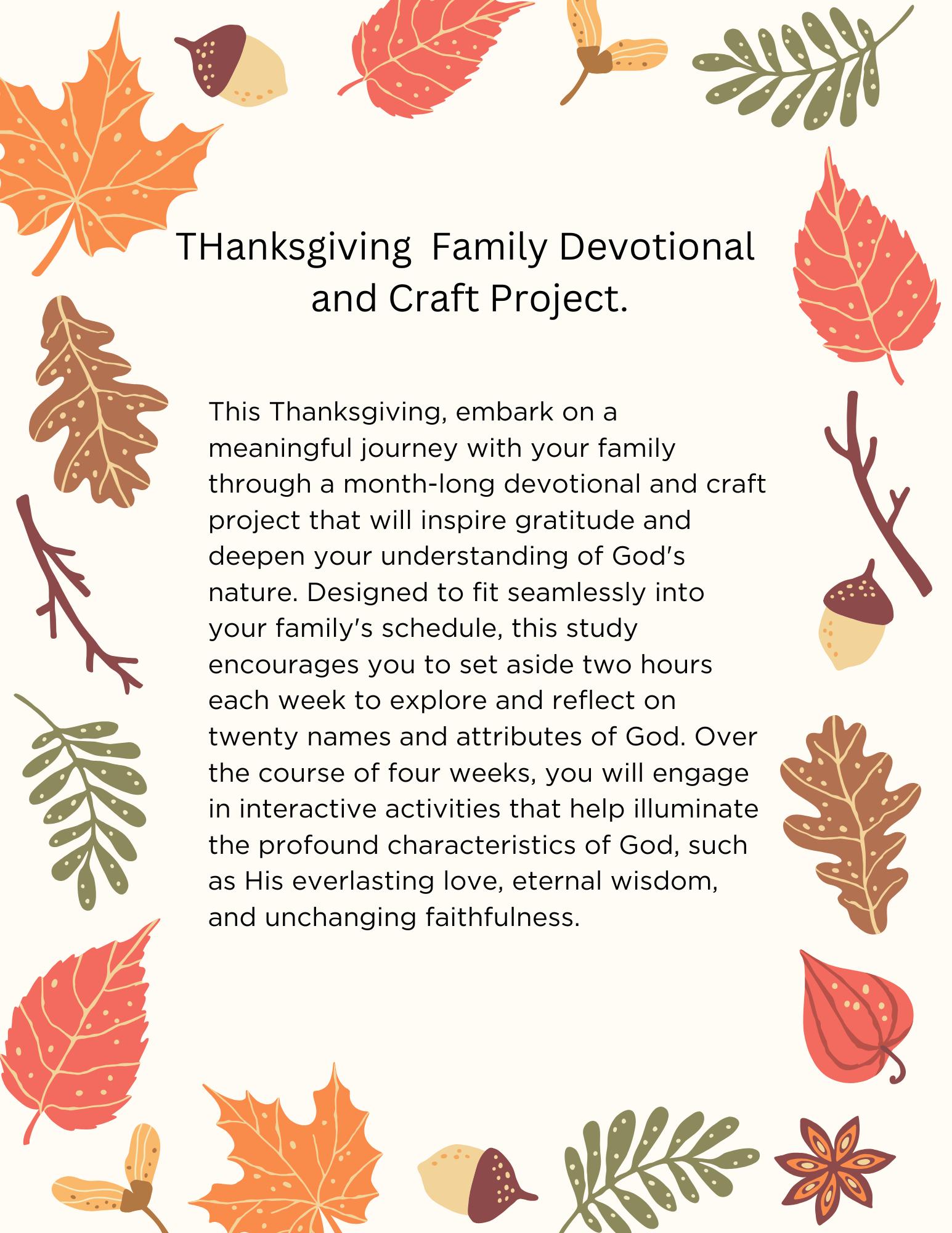 Thanksgiving Family Devotional and Craft Project: the Names and ...