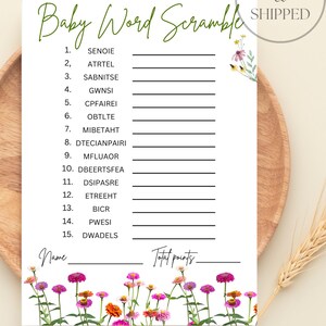 PRINTED Baby Shower Game| Set of 40 | Baby Word Scramble Game| Baby in ...