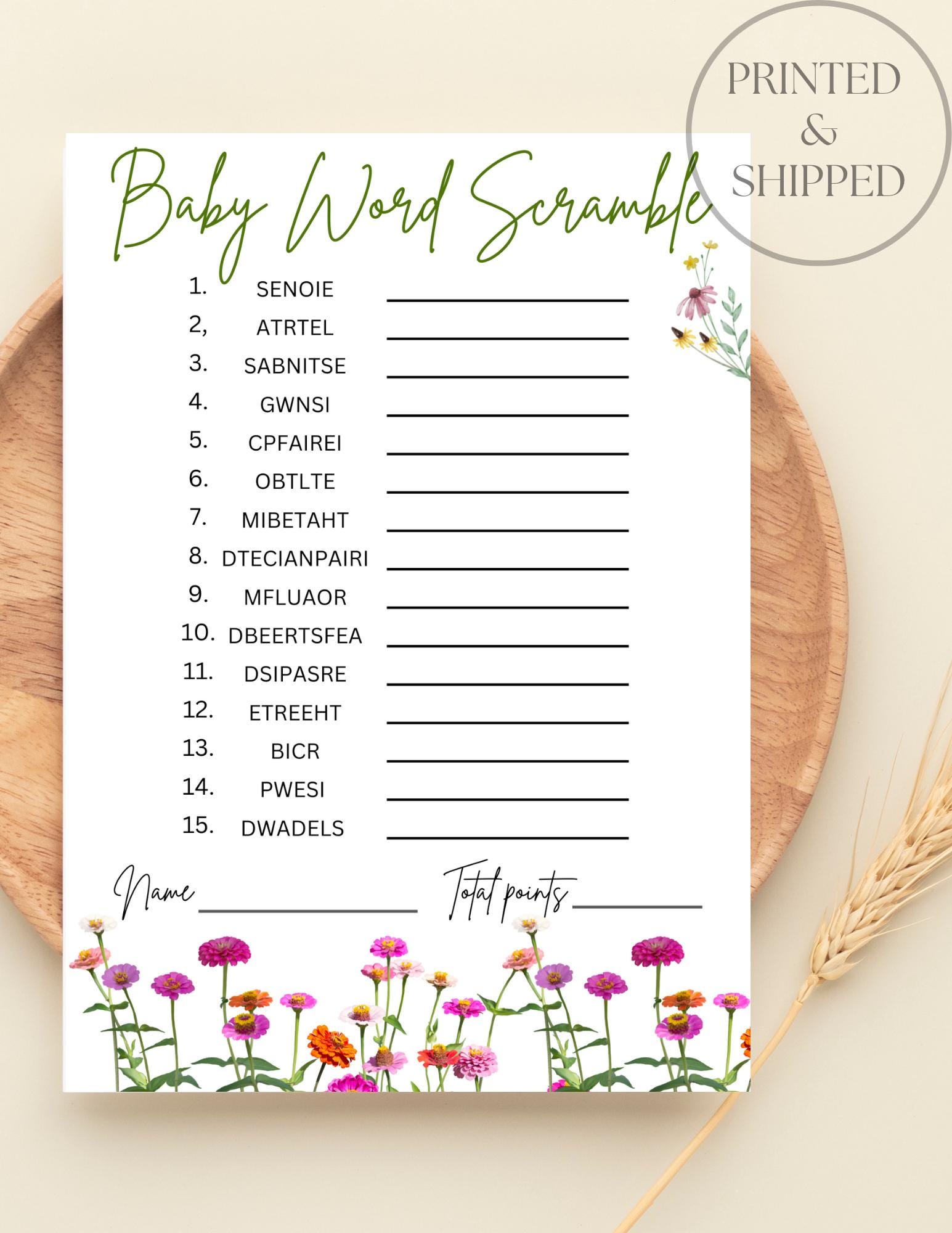 PRINTED Baby Shower Game| Set of 40 | Baby Word Scramble Game| Baby in ...