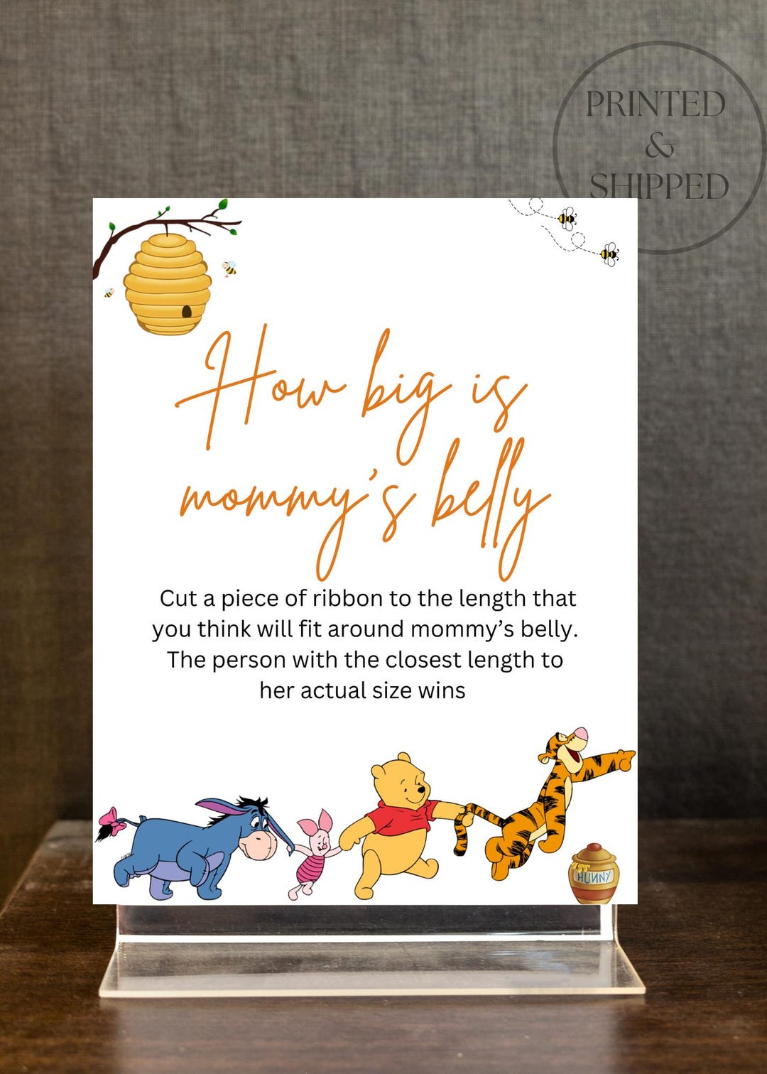 PRINTED & SHIPPED: Baby Shower Game| How Big is Mommy's Belly| Winnie ...