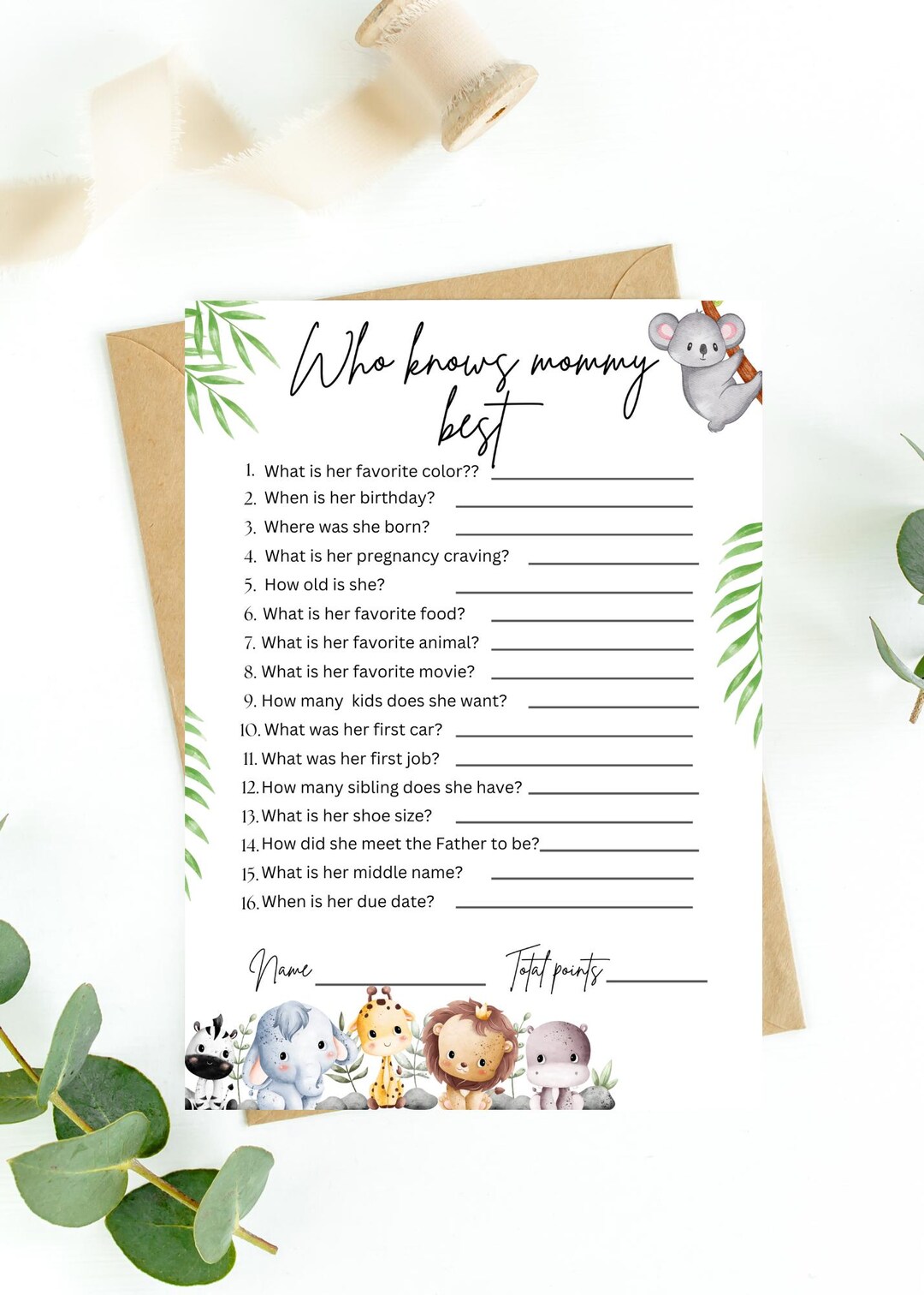 PRINTED & SHIPPED: Baby Shower Game| Who Knows Mommy Best Baby Shower ...