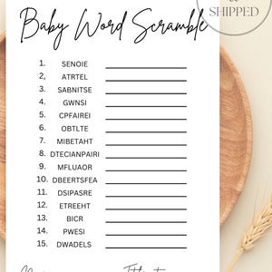 PRINTED & SHIPPED: Baby Shower Game| Baby Word Scramble Game ...