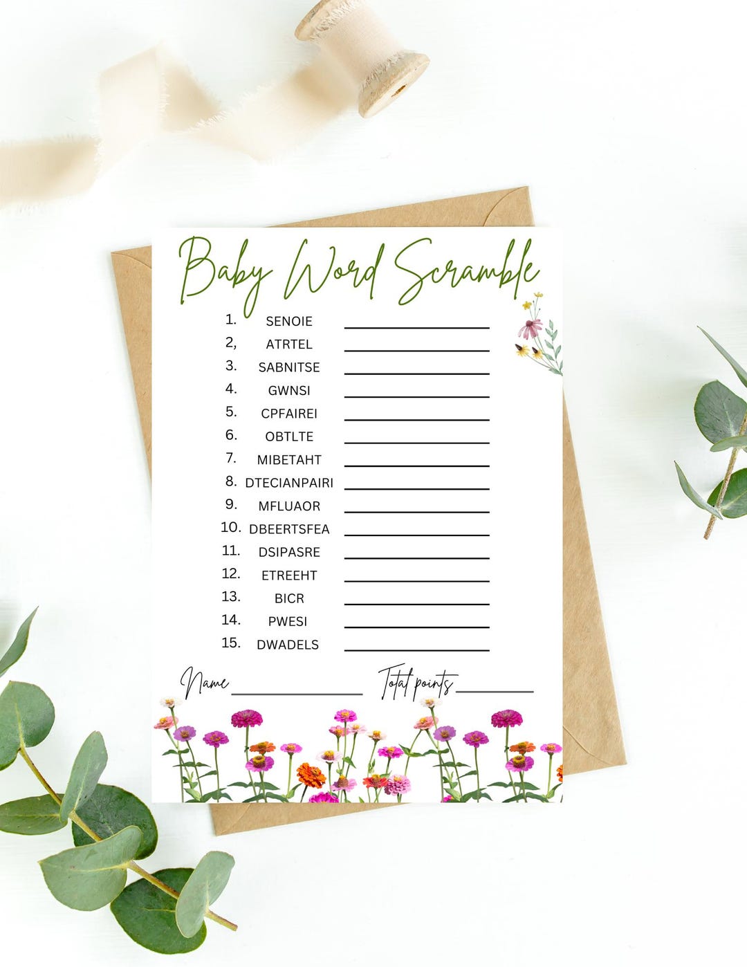 PRINTED Baby Shower Game| Set of 40 | Baby Word Scramble Game| Baby in ...