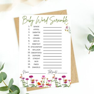 PRINTED Baby Shower Game| Set of 40 | Baby Word Scramble Game| Baby in ...