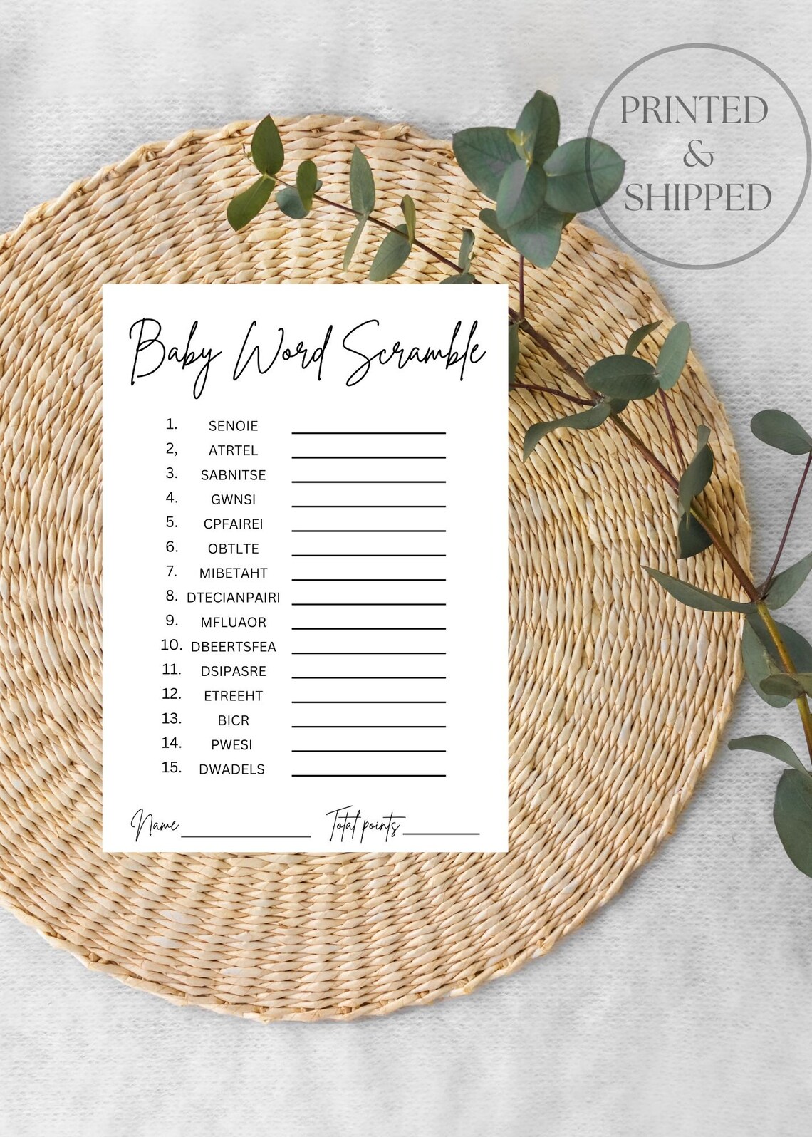 PRINTED & SHIPPED: Baby Shower Game| Baby Word Scramble Game ...