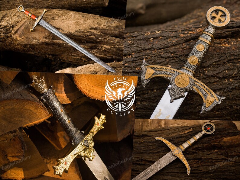 Holy Knight TEMPLAR Sword, Sword of Robin Hood, Damascus Steel Sword ...