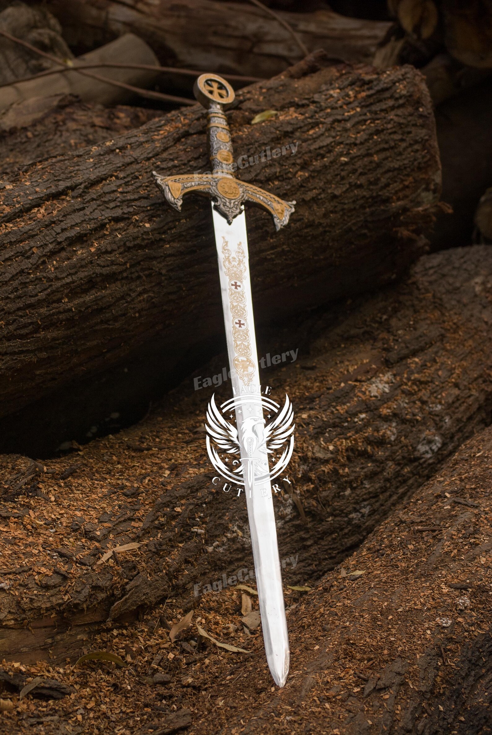 Holy Knight TEMPLAR Sword, Sword of Robin Hood, Damascus Steel Sword ...