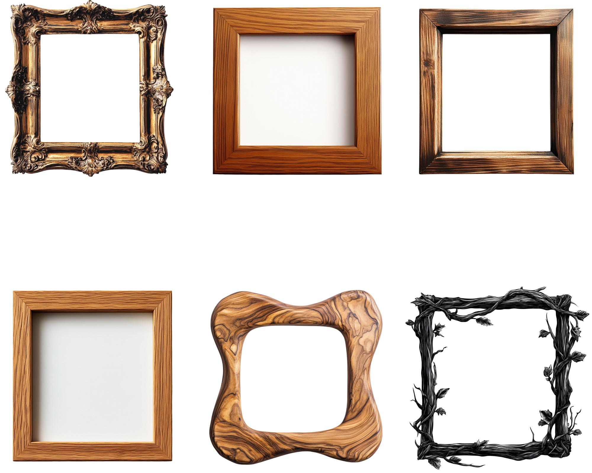 Ensemble de cliparts cadres en bois 50 illustrations PNG, décoration ...