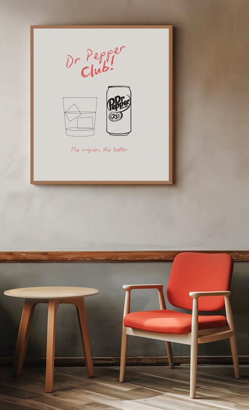 Dr Pepper Club Poster, Printable Poster, Dorm Room Poster, Movie Room ...