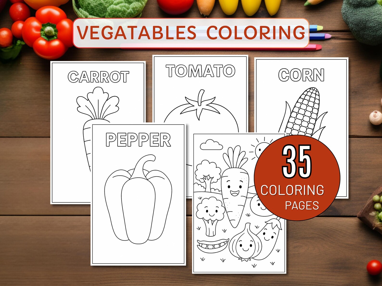 Vegetable Coloring Pages for Kids, Educational Montessori Printable ...