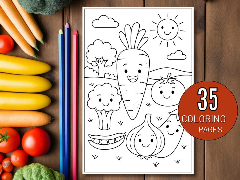 Vegetable Coloring Pages for Kids, Educational Montessori Printable ...