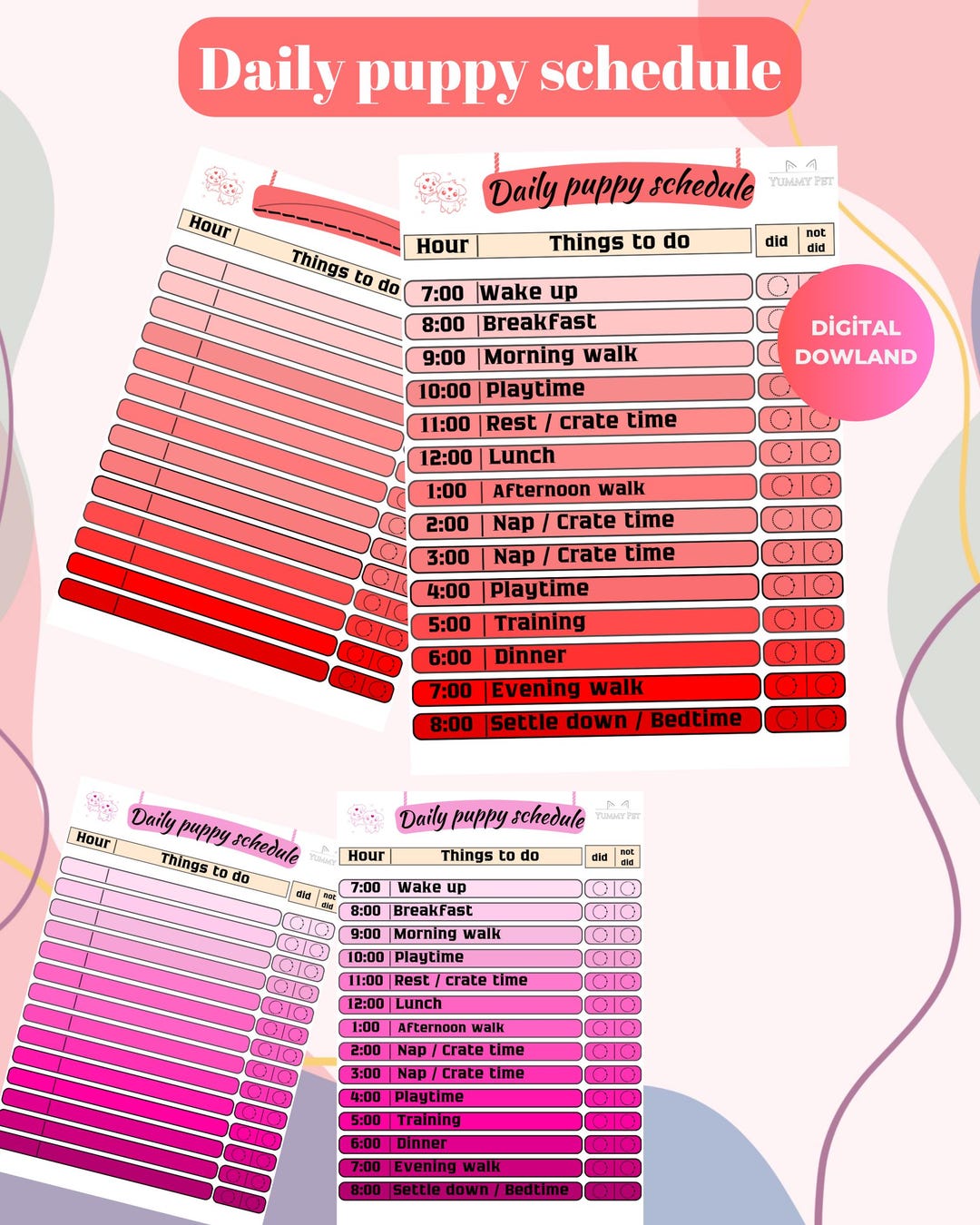 Daily Puppy Schedule,editable Daily Dog Routine,puppy Planner,daily Dog ...