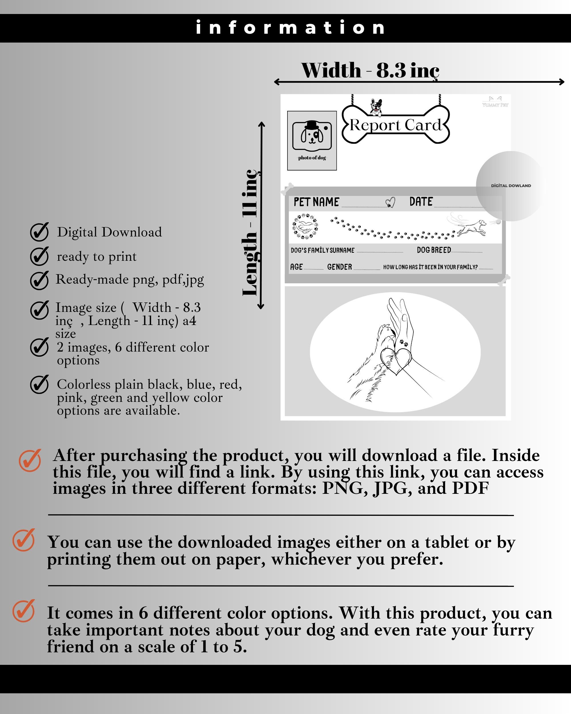 Dog Report Card Template,editable Pet Report Card,dog Daycare Report ...