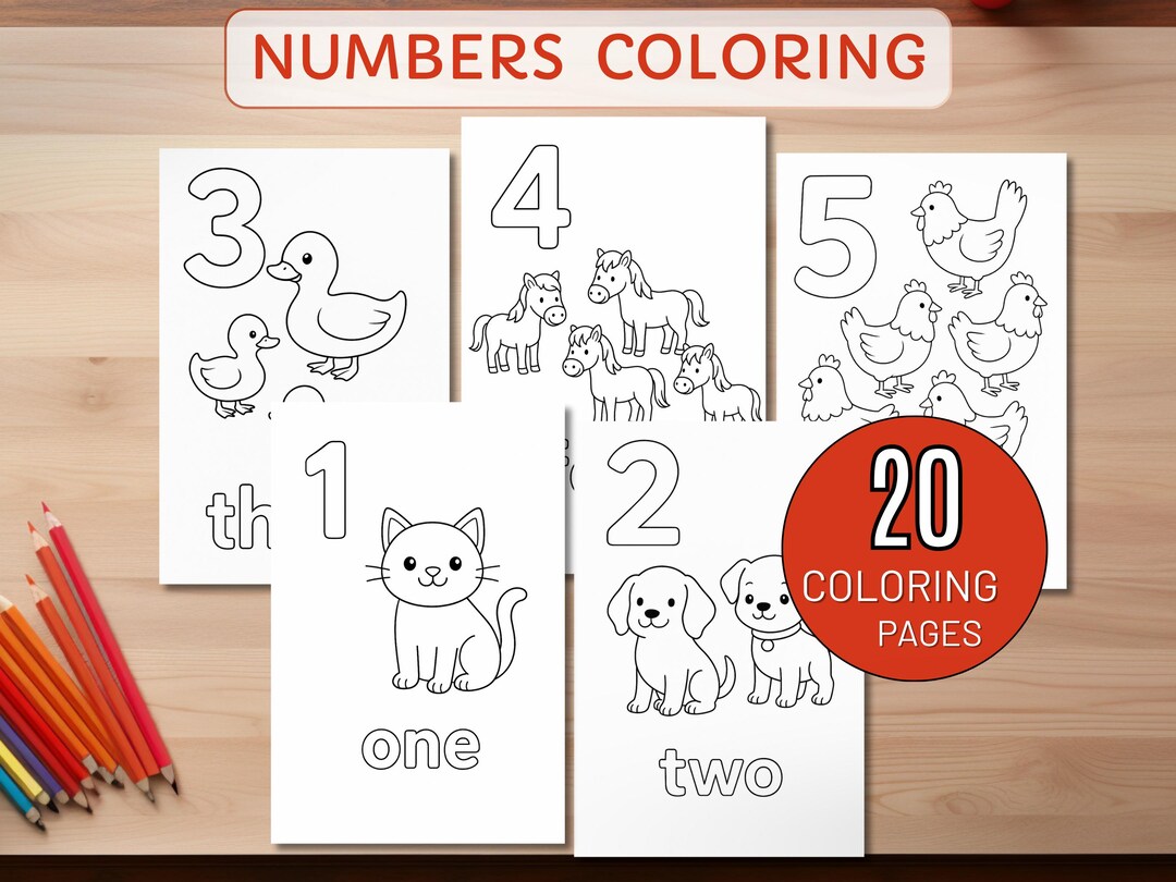 Numbers 1-20 Coloring Pages for Kids, Animal Number Coloring Sheets ...