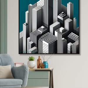 Urban Identity #7: Framed Canvas | Modern City Abstract Art - Etsy